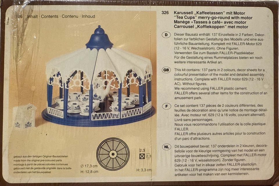 Faller 326 HO Tea Cups Merry Go Round Amusement Ride Building Kit ...