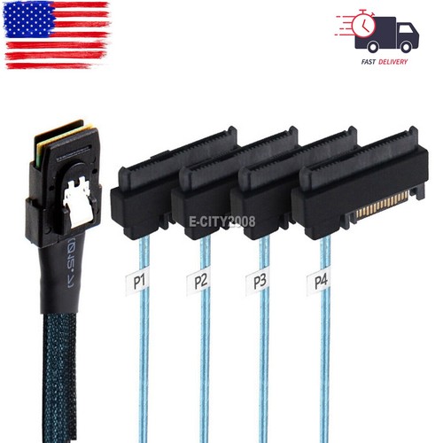 Mini SAS 36P SFF-8087 to 4 SFF-8482 Connectors With SATA Power Cable 1M ...