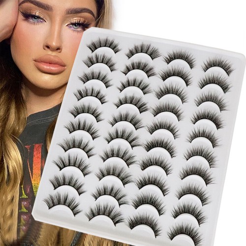 20 Paires Fausses Cils Rin Divineur Naturel Extension Noire 3D Mous ...