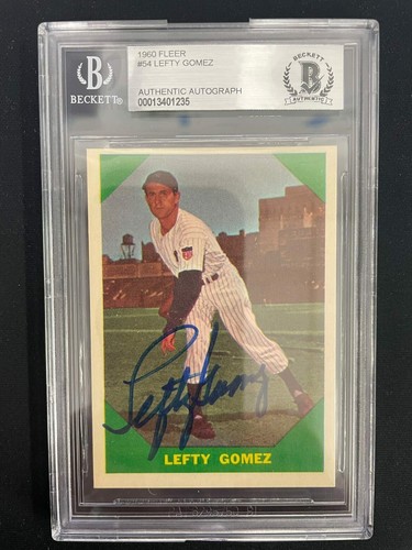 LEFTY GOMEZ 1960 FLEER #65 BAS AUTHENTIC ON-CARD AUTO - NEW YORK ...