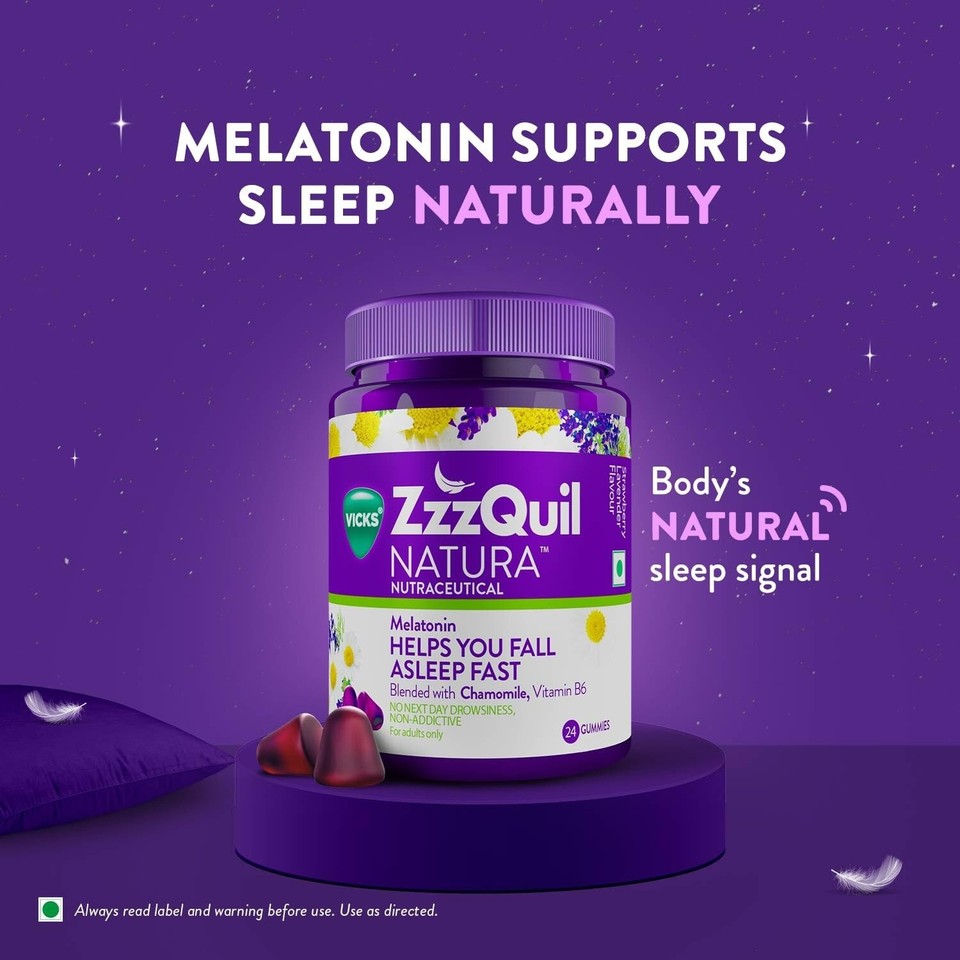 Vicks ZzzQuil Natura - Non-Addictive Sleep-Aid Gummy, fall Asleep Fast ...