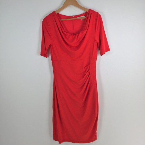 Diana Ferrari womens dress size 8 pencil red cowl neck short sleeve ...