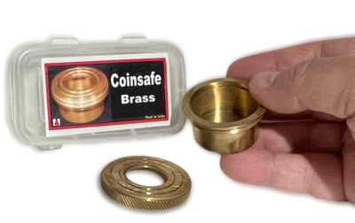 BRASS COIN SAFE Magic Trick Puzzle Box Close Up Locking Money Half ...