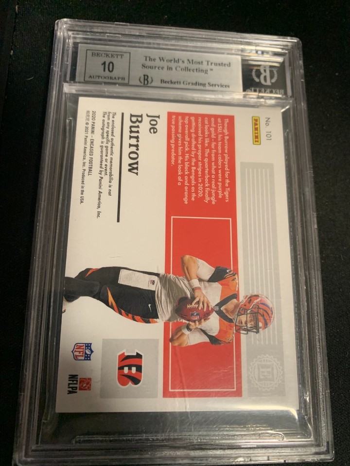 2020 Panini Encased Joe Burrow Rookie 10 Patch Autograph on card ...