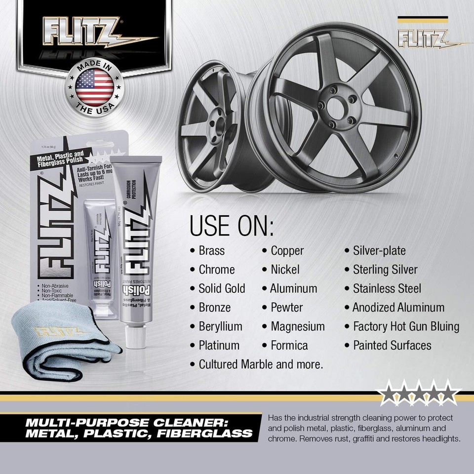 Flitz Metal Polish 3PK Plastic, Fiberglass Cleaning Waxing Paste 1.76 ...