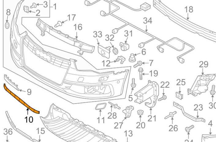 2012-2018 AUDI A6 C7 FRONT BUMPER LOWER CENTER COVER 4G0807087 Genuine ...