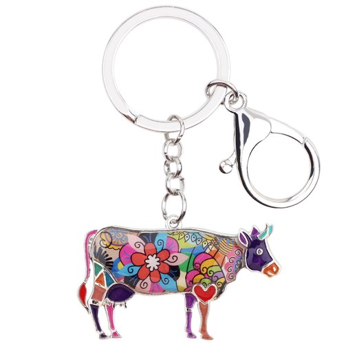 Enamel Alloy Cattle Keychains Bull Car Key Ring Charms Farm Animals ...