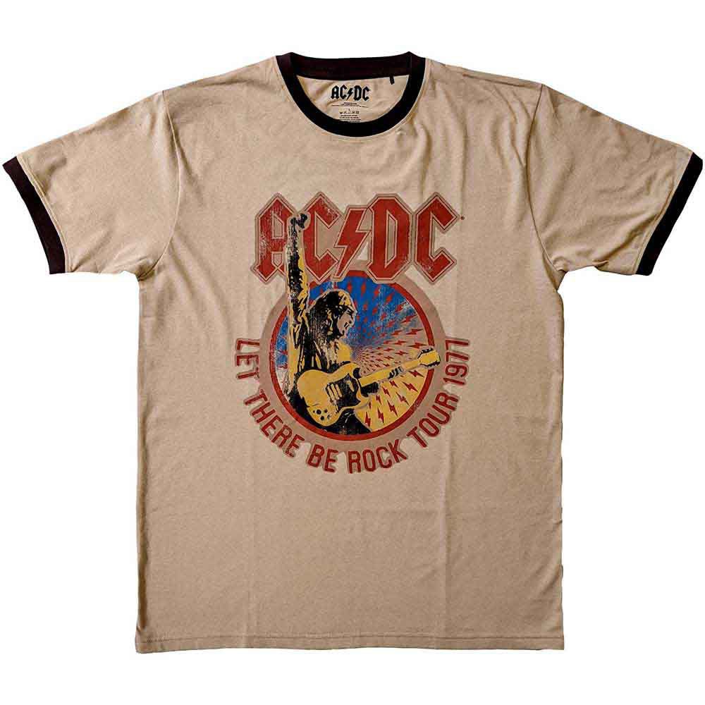 Men's AC/DC Let There Be Rock Tour '77 T-shirt Small Sand | eBay