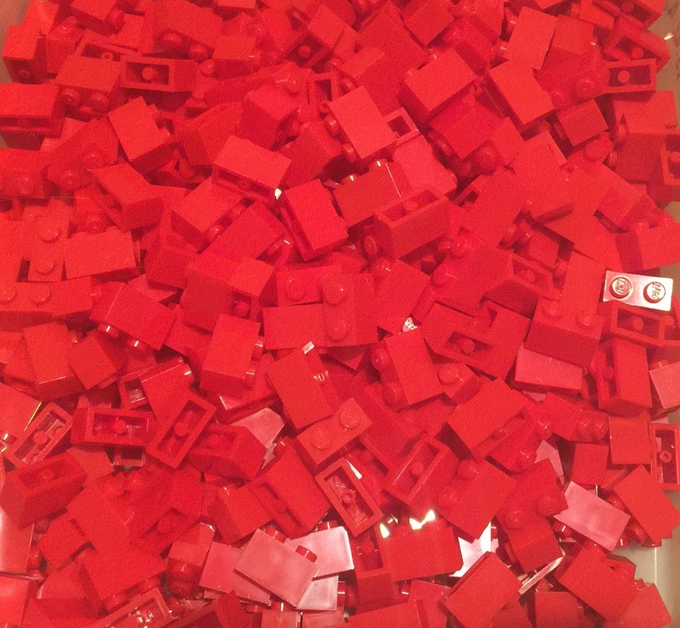 Lego 100 Pieces Red 1x2 Brick / City / Friends Mini Figures Building ...