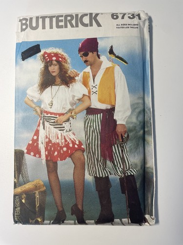 Butterick 6731 Adult Wench Pirate Costume Pattern 1988 XS S M L New Uncut 31664050629| eBay