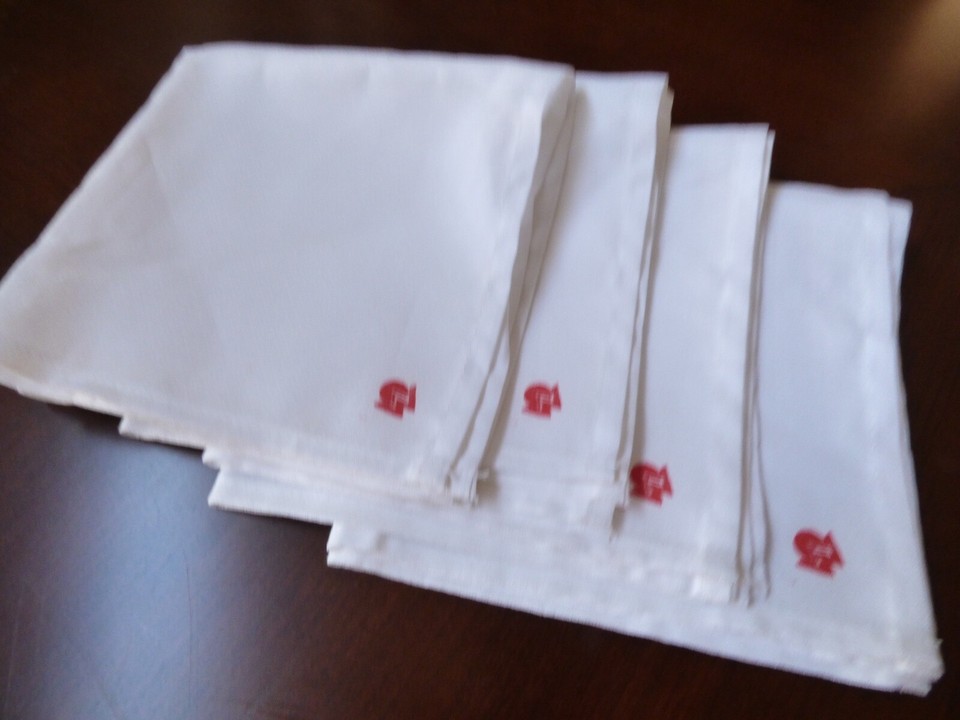 America West Airlines Logo Linen Napkins First Class White Cotton Set ...