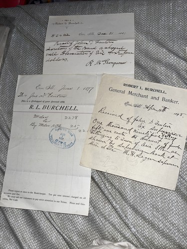 3 Antique 1800s Robert Burchell Letterheads Banker & Butter Creamery ...