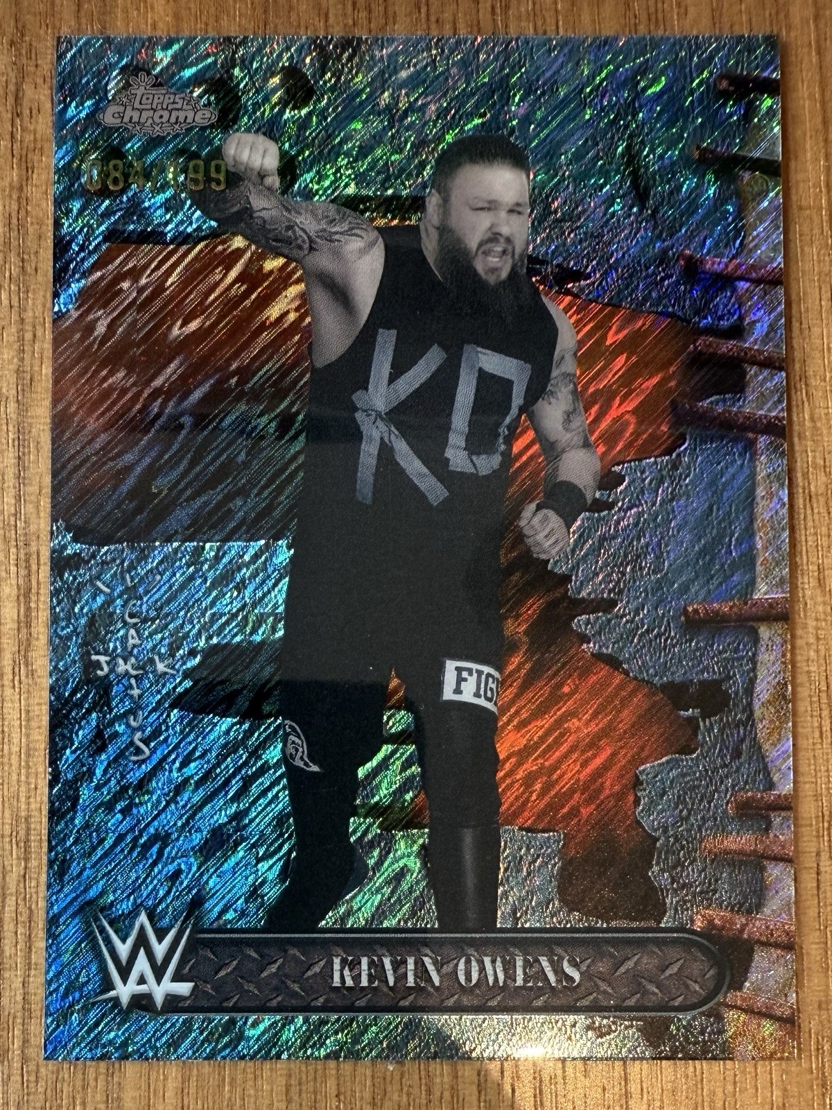 Kevin Owens 2025 Topps Chrome WWE x Cactus Jack #4 Blue Sonar Refractor ...