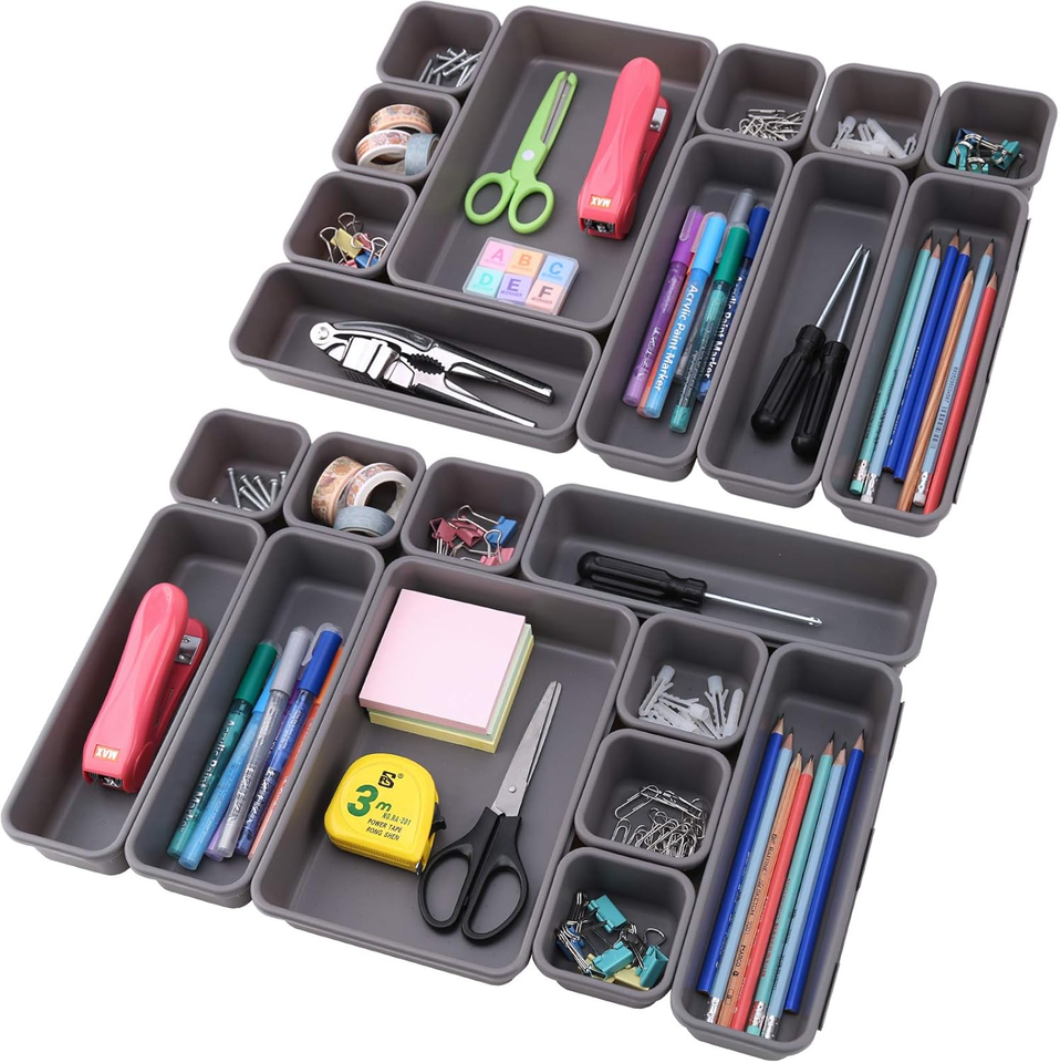 22 Pack Desk Drawer Organizers,Interlocking Junk Drawer Organizers And ...
