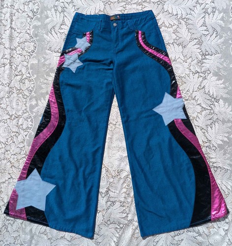 dELiA*s Dolls Kill Retro 70s 90s Rave Disco Bell Bottom Metallic Star ...