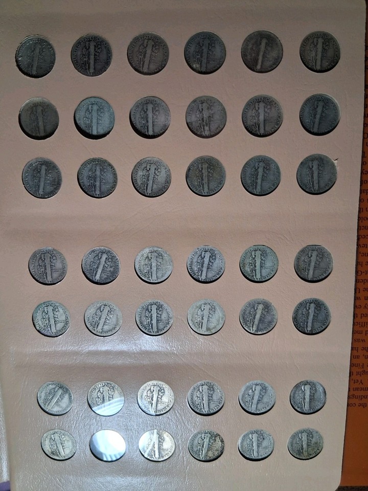 1916-1945 MERCURY DIME COLLECTION.VG-AU CONDITION. COMPLETE /NO 16-D ...