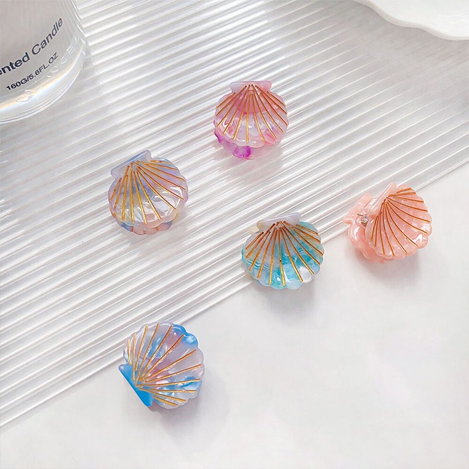 Cute Shell Shape Acetate Small Hair Claws DIY Barrettes Mini Hair Clip ...