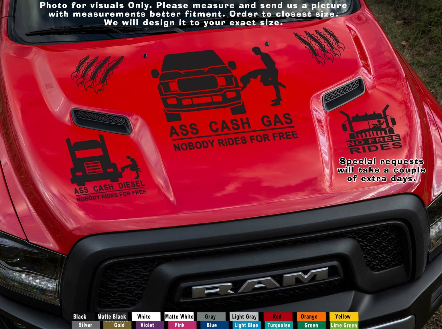 - No Free Rides Pickup Ass Cash Gas JDM Window Auto Car Truck Sticker ...