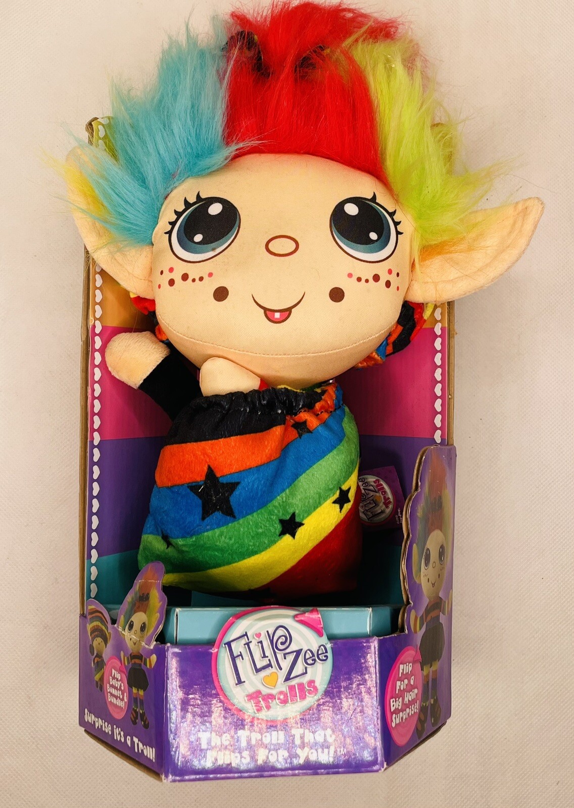 Flip Zee Trolls Rainbow Galore Plush Doll Flipzee 2 in 1 Big Hair ...