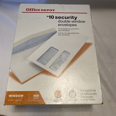 500x Double Window Envelopes – #10 Office Depot 634-016 – Privacy – NEW ...