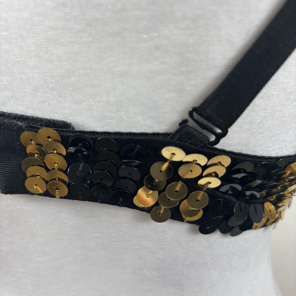 Ladies Twenty One Brand Black and Gold Sequin Bra Top Size Medium | eBay