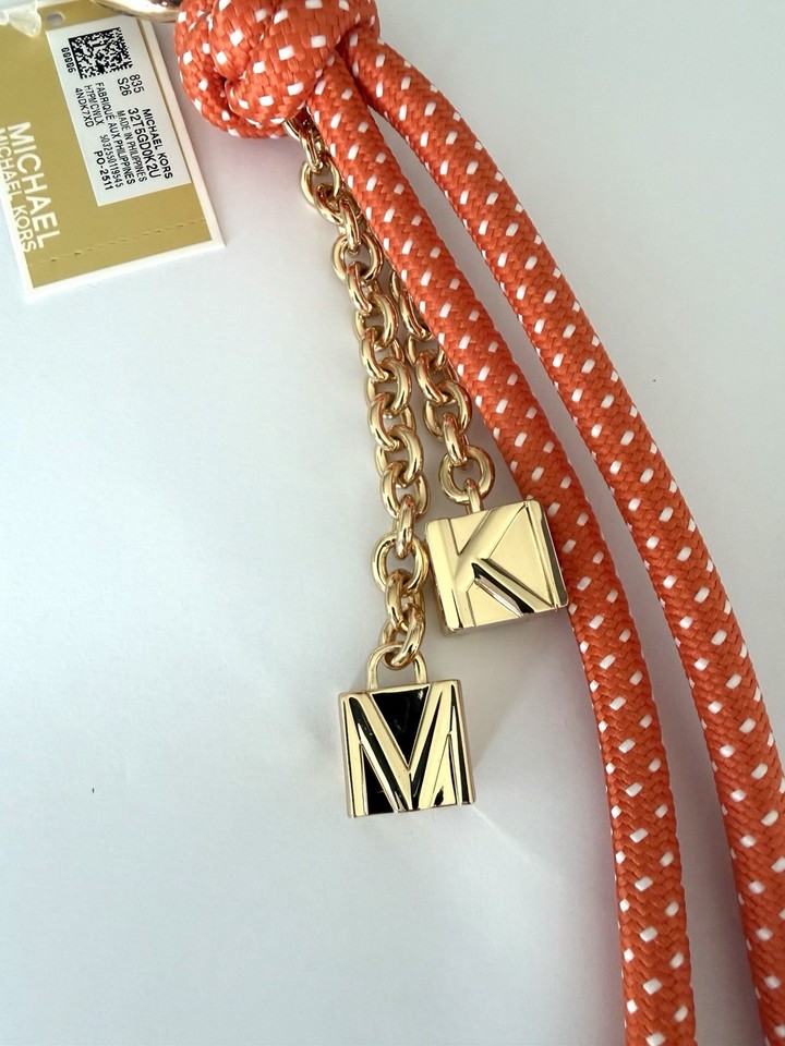 Michael Kors Bag Charm Orange & Gold Tones MK Logo New | eBay UK