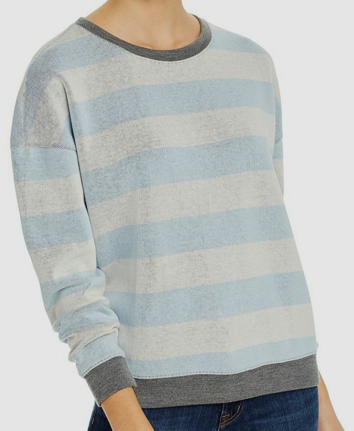$299 Splendid Women Blue Gray Stripe Crew-Neck Long-Sleeve Sweater ...