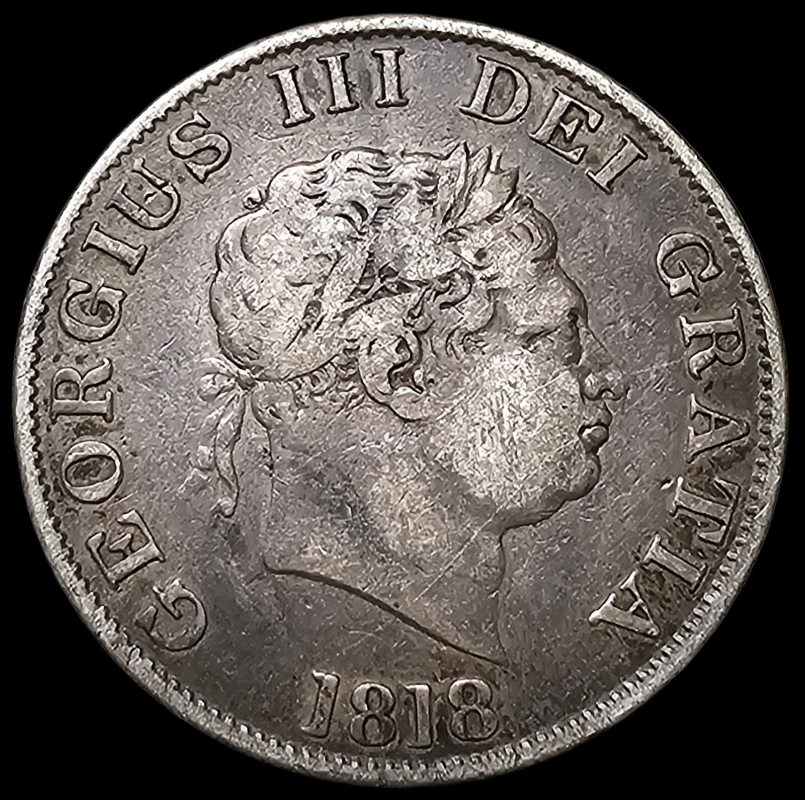 1818 UK Great Britain 1/2 Crown .925 Silver Coin KING GEORGE III # 1162 ...