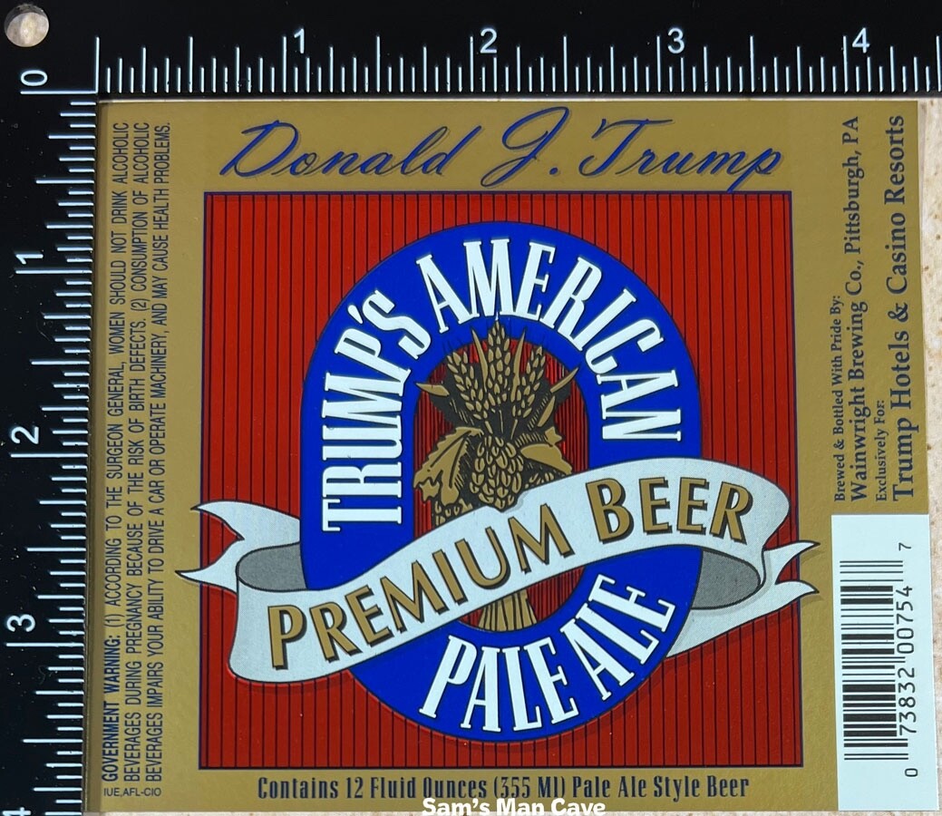 Wainwright Brewing for Trump Hotels Trump's American Pale Ale Label PA ...