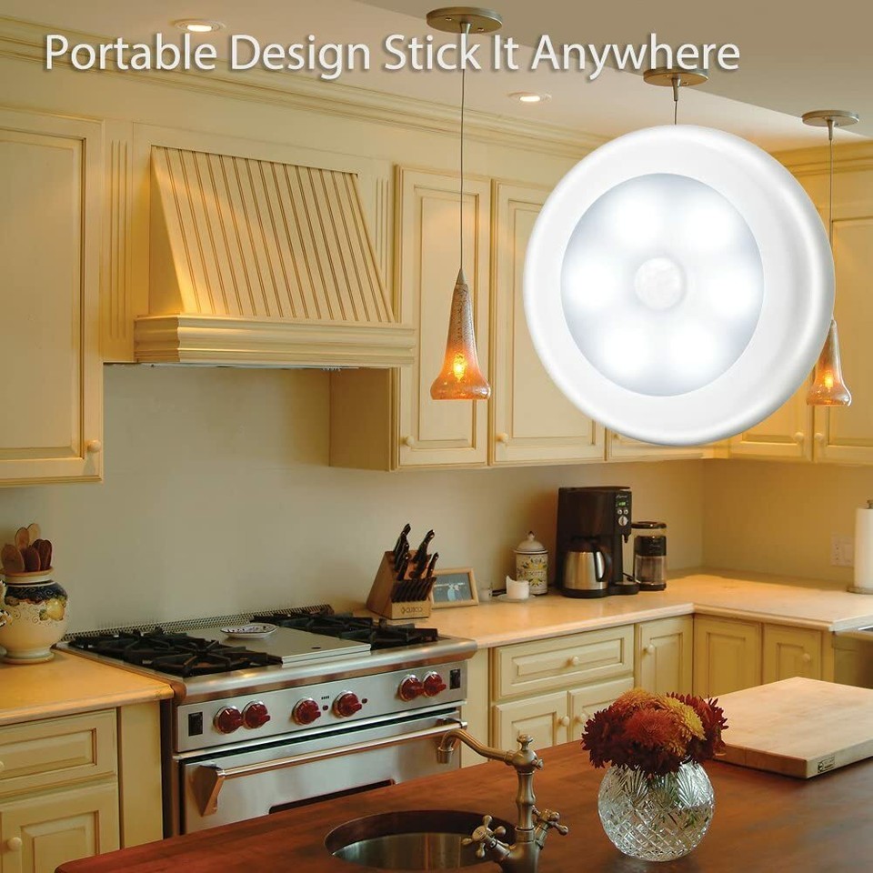 6LED Cabinet Light Auto PIR Kitchen Wardrobe Cupboard Closet Motion ...