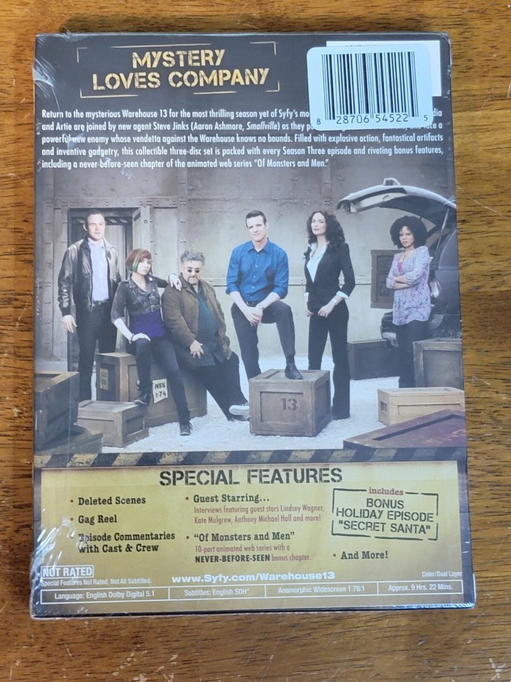 Warehouse 13: Season 3 (DVD, 2012, 3-Disc Set)Factory Sealed New ...