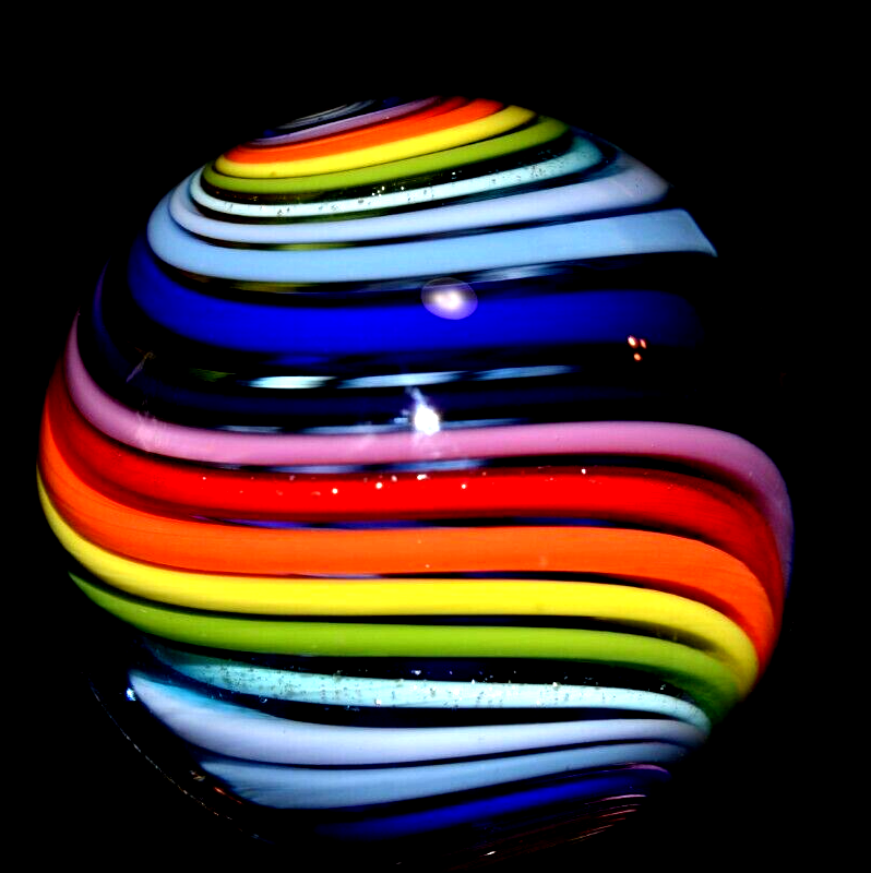 EDDIE SEESE GLASS MARBLE/1.793"-MULTI-COLORED DT SILVER DICHROIC-ICE ...