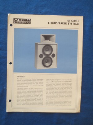 Altec Lansing A6 Series Speaker Brochure Factory Original The Real ...