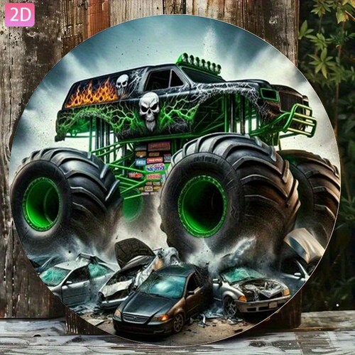 Monster Truck-Themed Vintage Tin Metal Signs Home Décor 8x8 Wall Retro ...