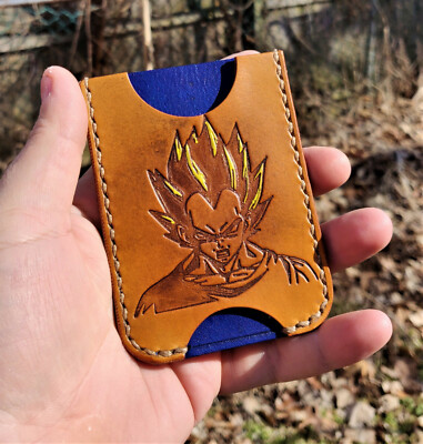 Handmade MINUS Minimalist Leather Wallet Tan Vegeta Dragon Ball | eBay