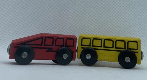 Vintage Wooden Train Cars Lot of 2 Magnetic Train Cars IKEA Bulgaria c ...