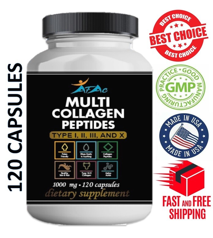 Total Collagen Protein Hydrolyzed Collagen Supplement 120 Caps paleo no ...