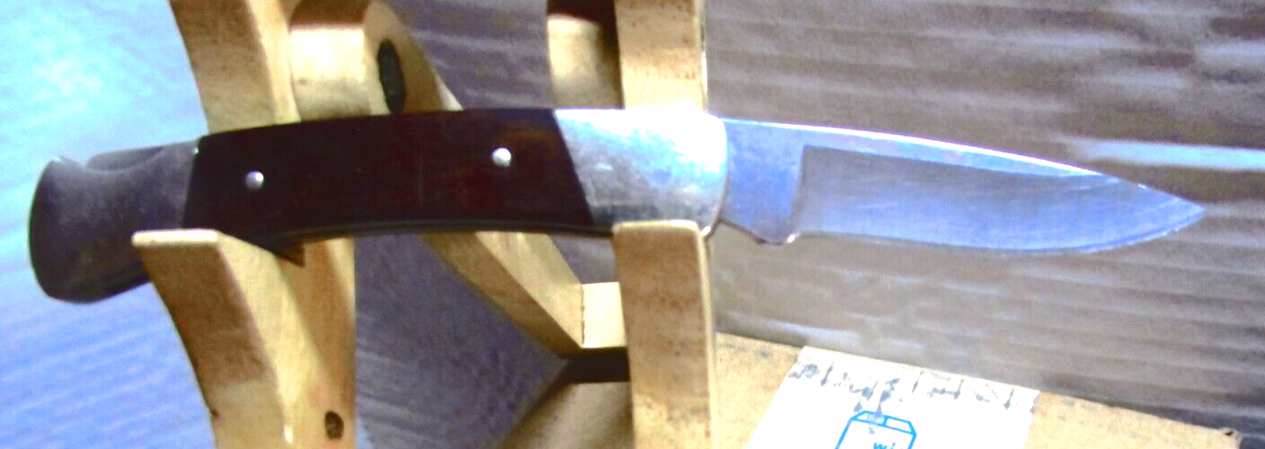 USA BUCK 503 DYMALUX REDWOOD HANDLES 420 HC STAINLESS NICKEL / SIVER ...