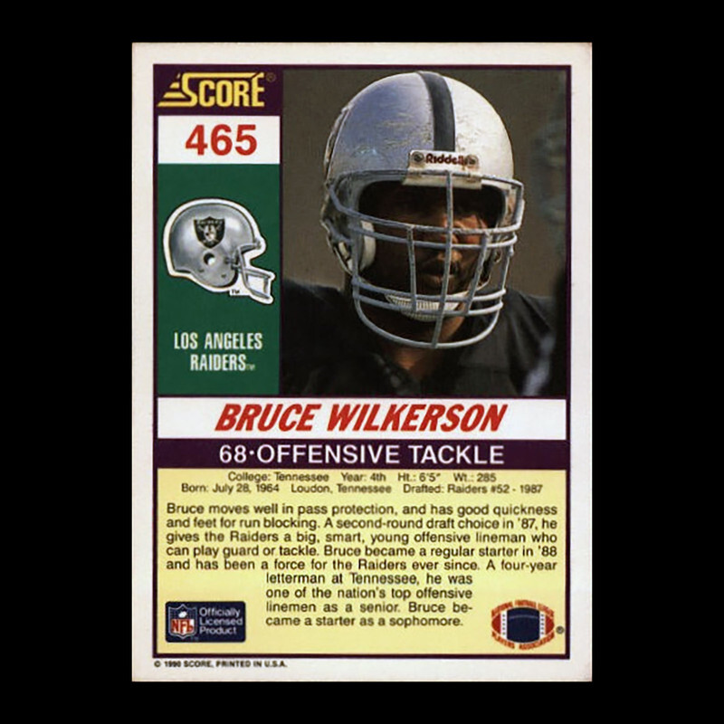 1990 Score Football #465 - Bruce Wilkerson RC Los Angeles Raiders | eBay