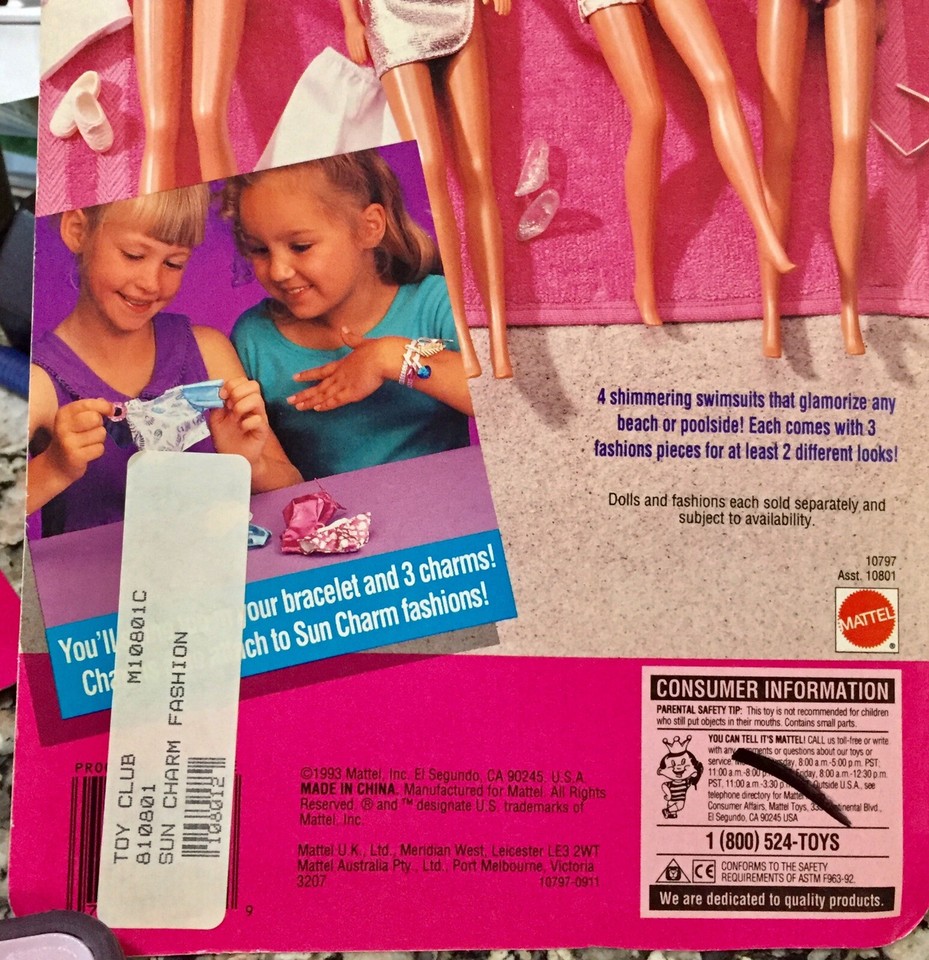 BARBIE’S Sun Charm Fashion: Swim Skirt, Sunglasses, Charm Bracelet ...