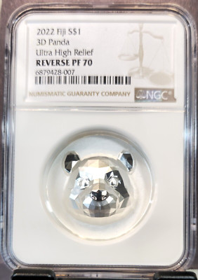 2022 FIJI SILVER 1 DOLLAR 3D PANDA ULTRA HIGH RELIEF NGC REVERSE PF 70 ...