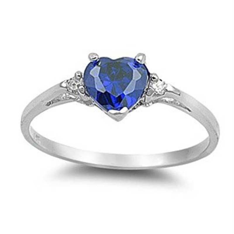 925 Silver Jewelry Heart Shape Cubic Zircon Romantic Wedding Ring Sz 6 ...