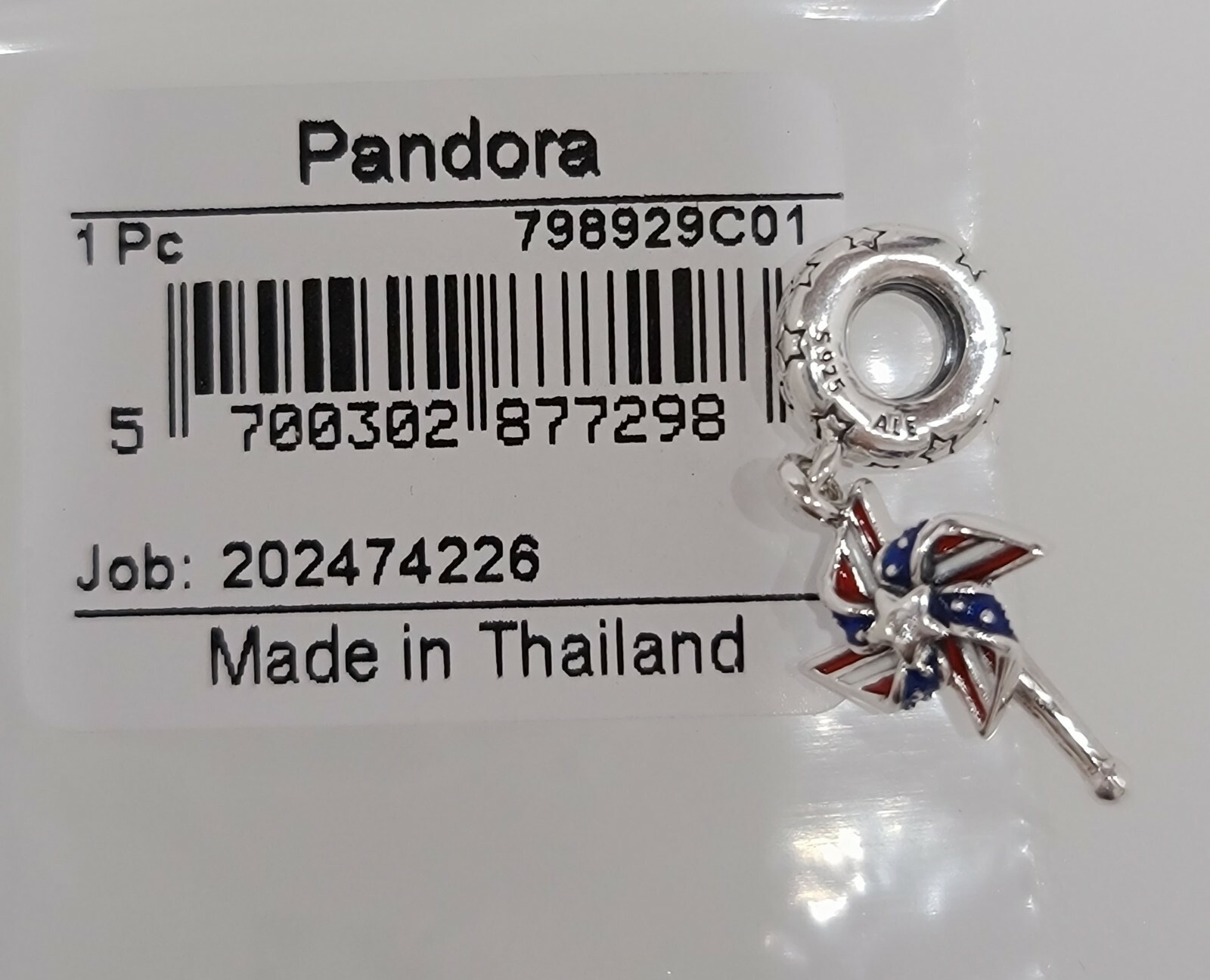 NEW 100% PANDORA 925 American Pinwheel Stars & Stripes Charm Pendant ...