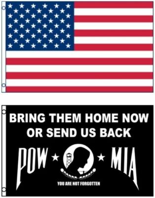 NEW 3'x5' POW MIA BRING THEM HOME NOW OR SEND US BACK & AMERICAN ...