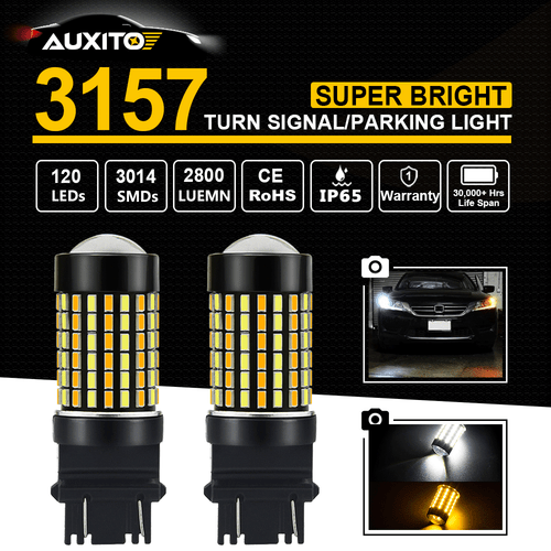 2x 3157 White Amber Dual Color Switchback LED Turn Signal Light Bulbs ...