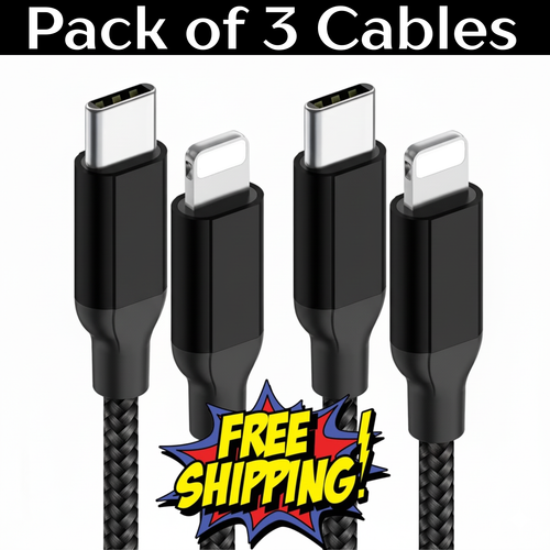 Heavy Duty Braided PD Fast Charger Lead USB C to iPhone Cable 14 13 12 ...