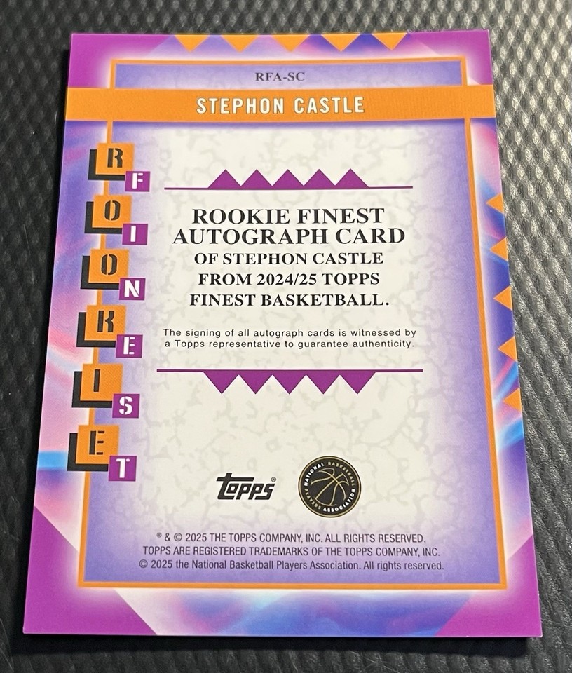 2024-25 Stephen Castle Spurs Topps Finest Rookie Autograph #RFA-SC | eBay