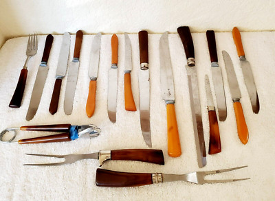 17 Vtg Bakelite Handle Kitchen Utensils Rare Estate Find Retro Knives ...