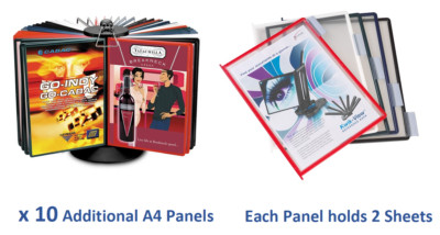 Kwik-View Rotary Display Rack Stand Pack of 10 Panels A4 Assorted ...