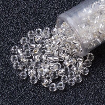5000pcs/50g Transparent Glass Tiny Beads Silver Lined Loose Beads Clear ...
